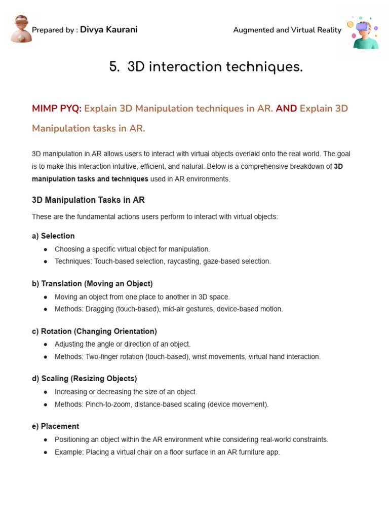 3D Interaction Techniques. | PDF | Augmented Reality | Rendering (Computer Graphics)