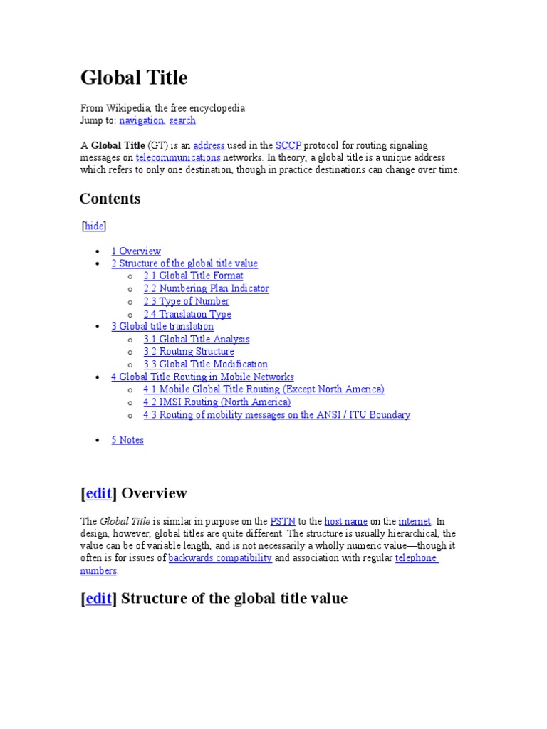 Global Title | PDF | Digital Technology | Communication