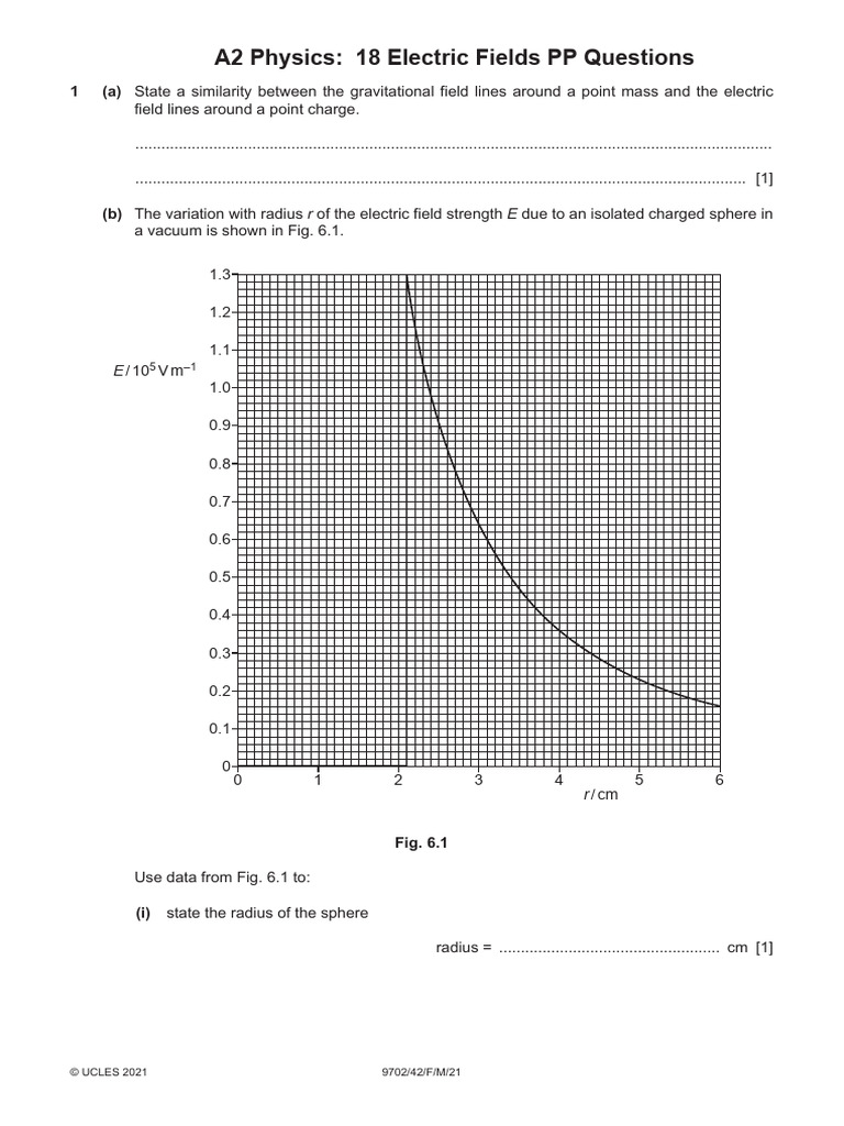 Electric Fields Past Paper Questions | PDF | Sphere | Electric Field