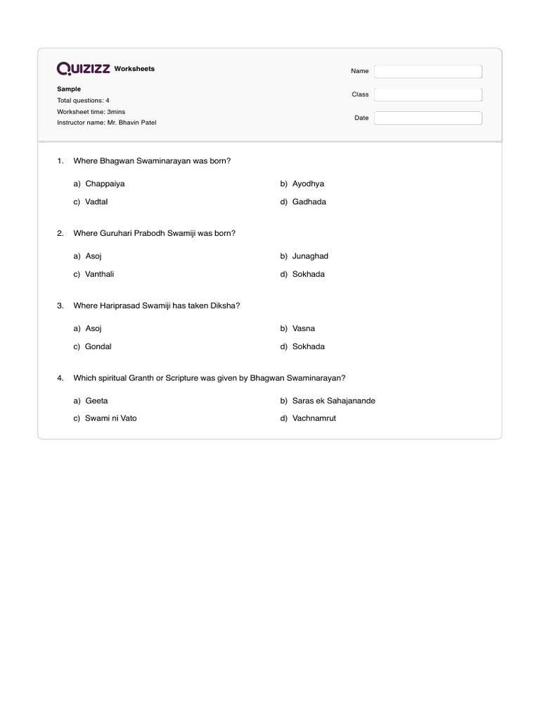 Sample - Quizizz | PDF