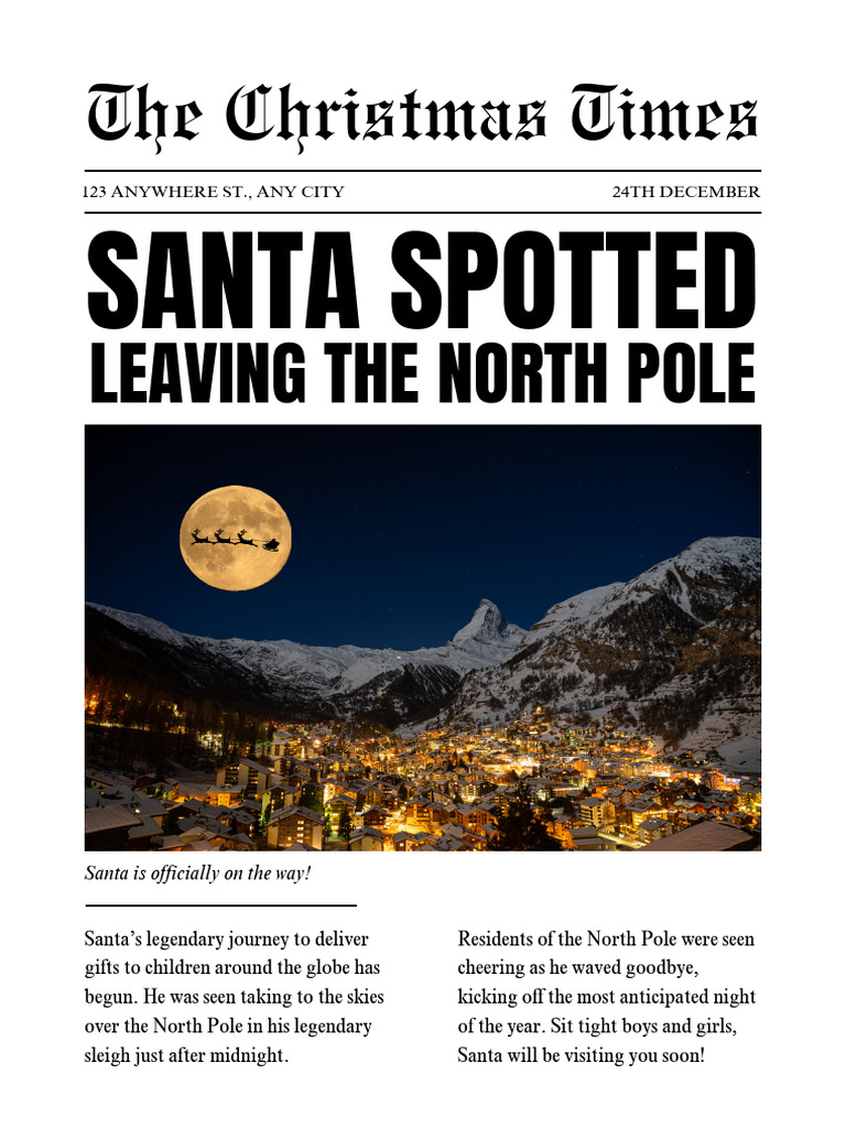 Black & White Classic Christmas Newspaper Newsletter | PDF