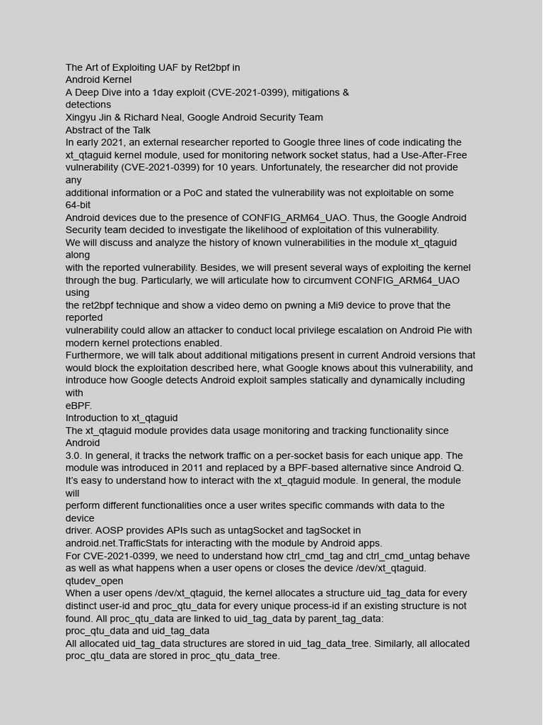 The Art of Exploiting UAF v1 | PDF | Malware | Android (Operating System)