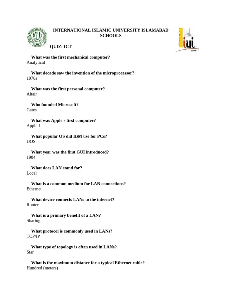 Grade 5 ICT Quiz | PDF