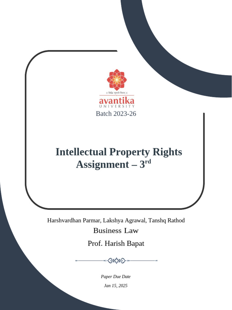 Assignment 3rd - Harshvardhan Parmar | PDF | Intellectual Property | Copyright Infringement
