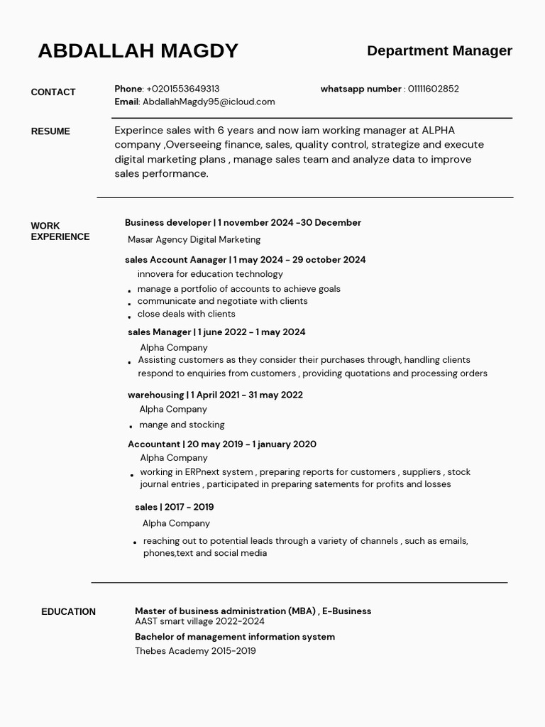 Abdallah Magdy Resum PDF | PDF | Business