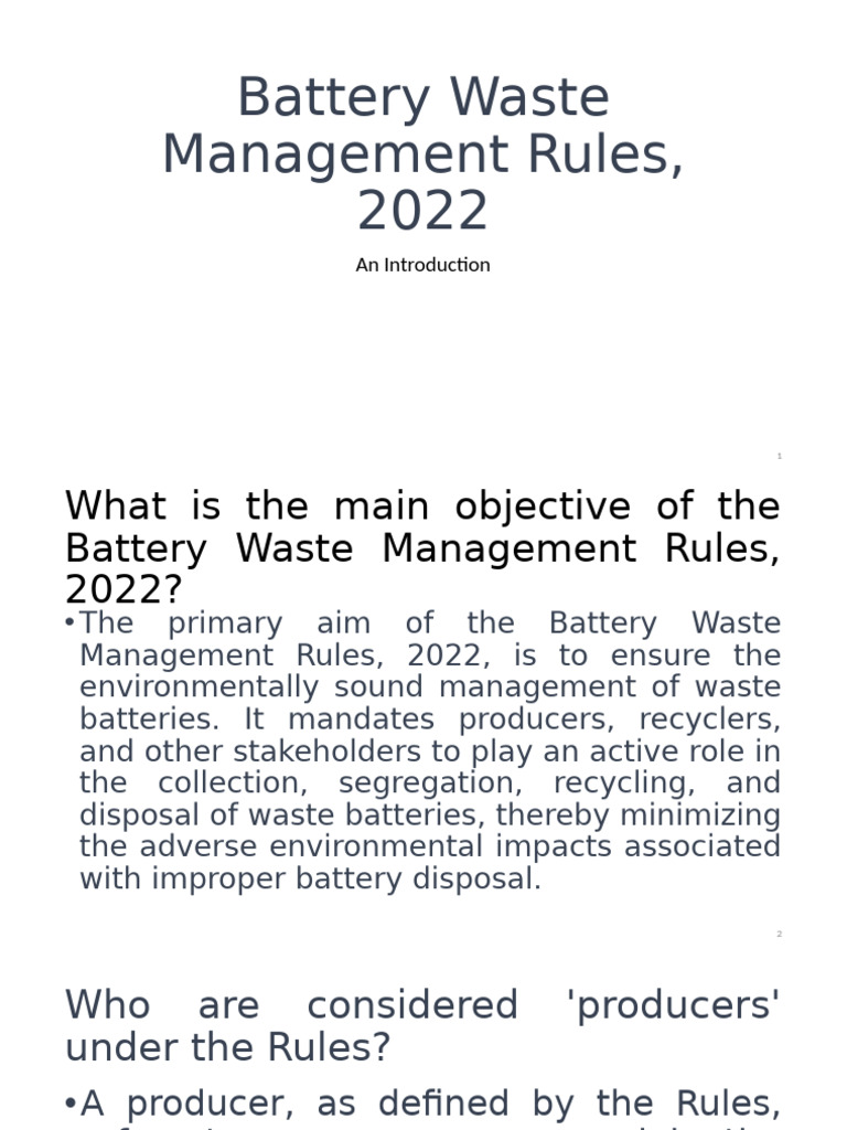 Battery Waste Management Rules, 2022 | PDF | Waste Management | Waste