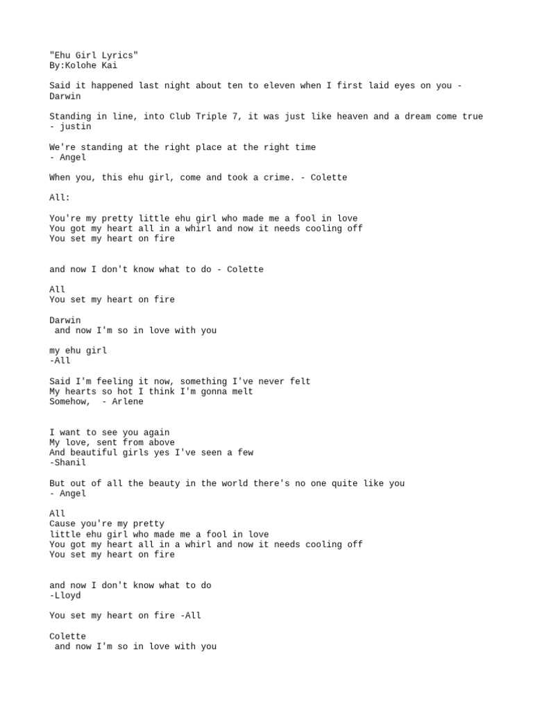 Ehu Girl: A Love Song Overview | PDF