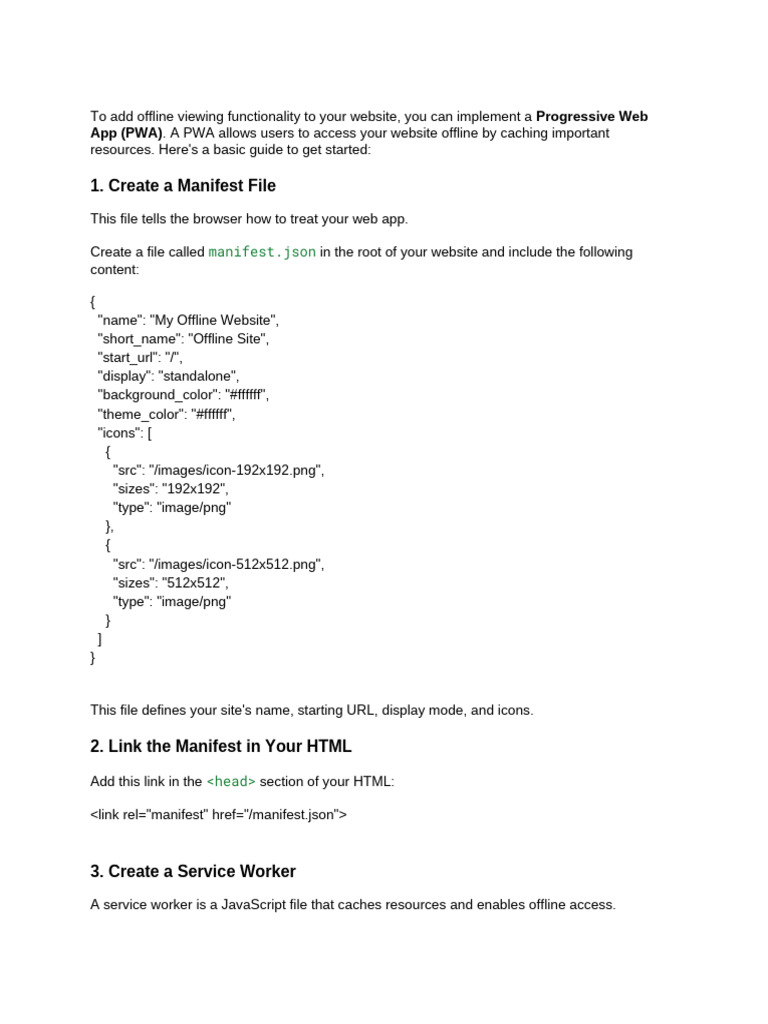 To Add Offline Viewing Functionality To Your Website, You Can Implement ...