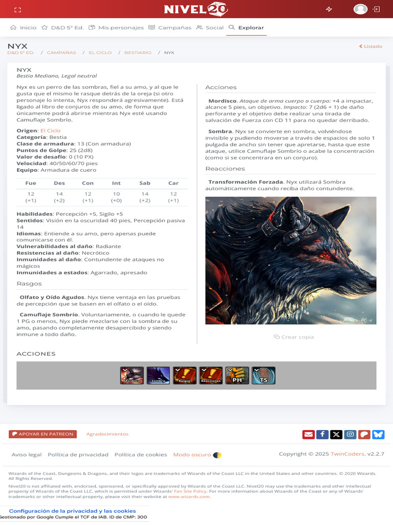 Nyx - D&D 5 Ed | PDF