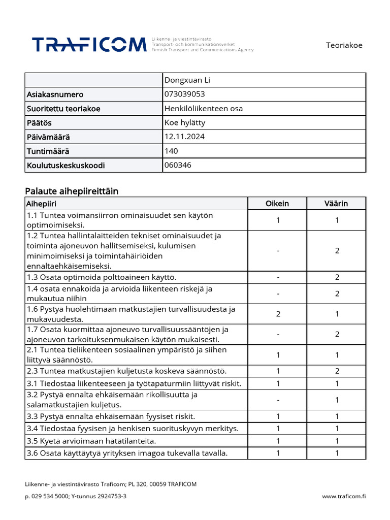 Kokeen Tulokset | PDF