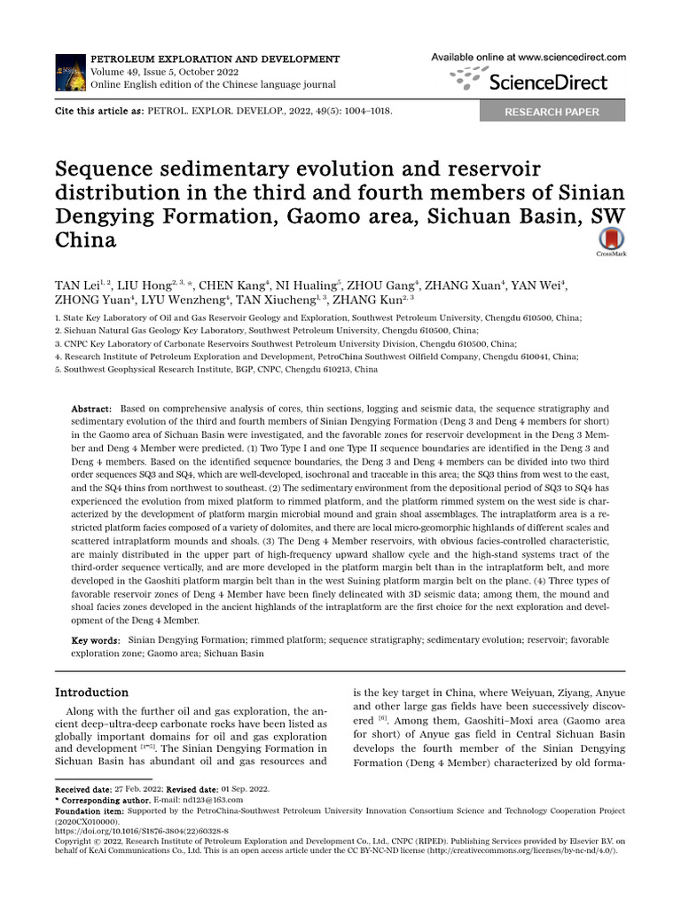 Sequence Sedimentary Evolution and Reservoir Distribution - 2022 ...