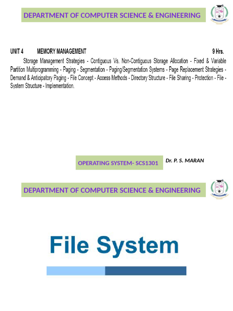 Unit 4 - File Concepts _ Dr.sardar Maran | PDF