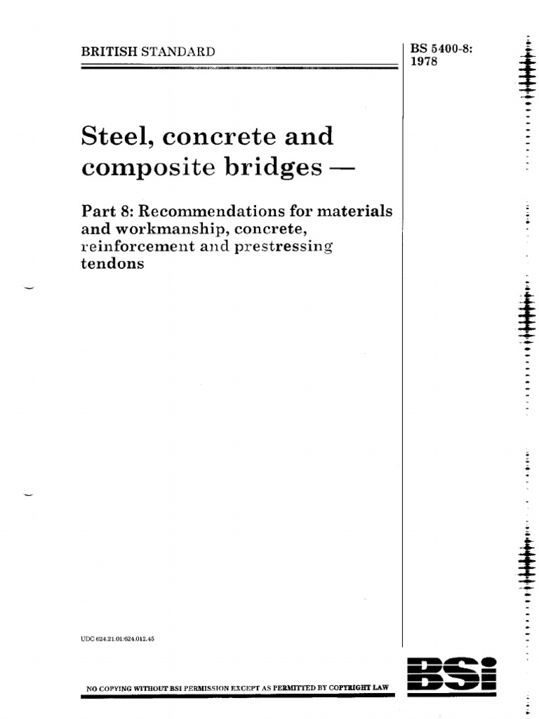 BS 5400-8 1978 Steel, Concrete and Composite Bridges (Specification For ...