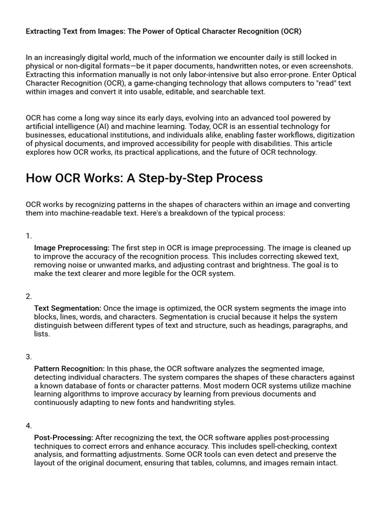 Unlocking Text From Images: The Future of OCR Technology | PDF ...