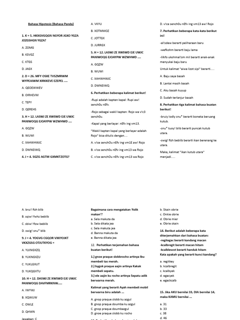 Soal Bahasa Panda - New | PDF