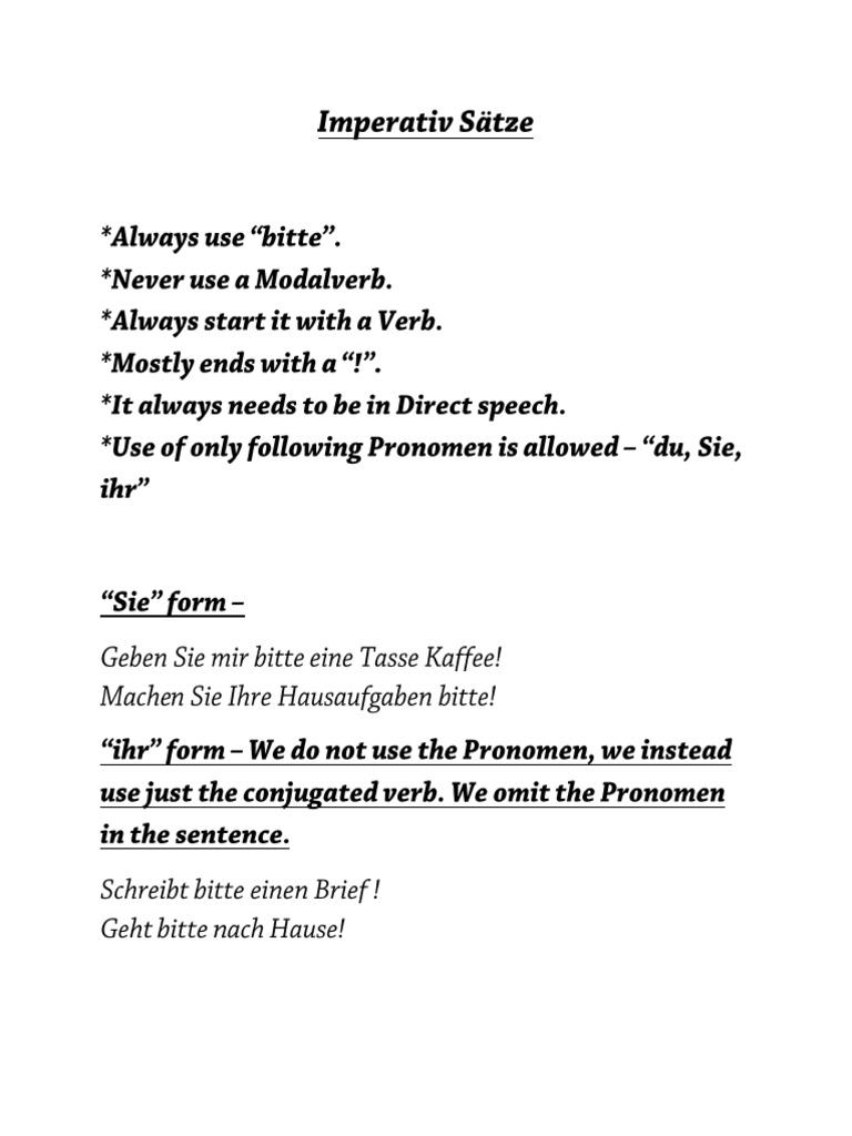 Imperativ Sätze | PDF