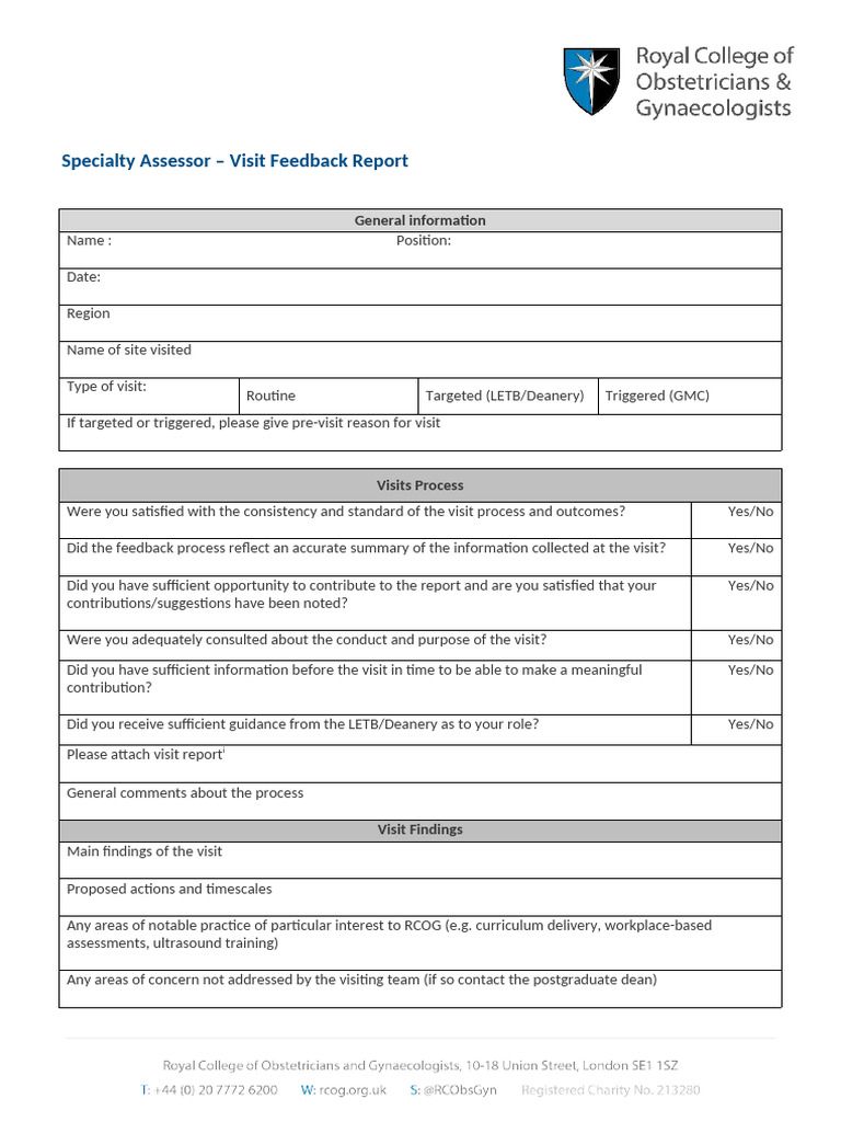 Feedback Report Visits | PDF