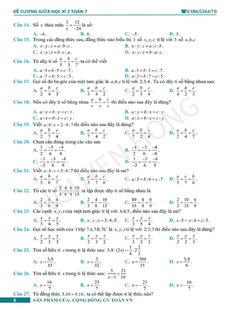 De Cuong Toan7 | PDF