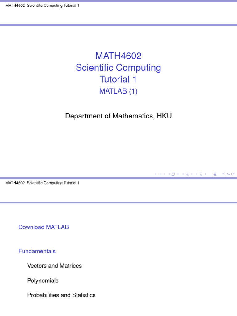 MATH4602 Tutorial01-MATLAB(1) | PDF | Eigenvalues And Eigenvectors | Matrix (Mathematics)