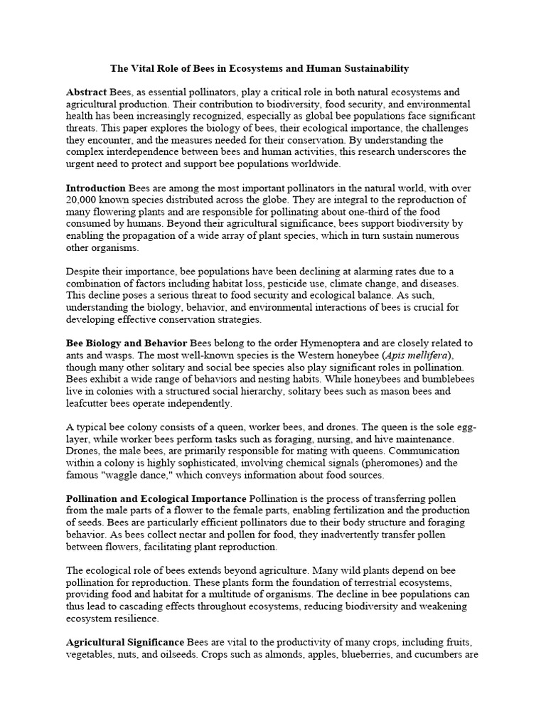 Importance of Bees for Ecosystems | PDF | Bees | Pollination