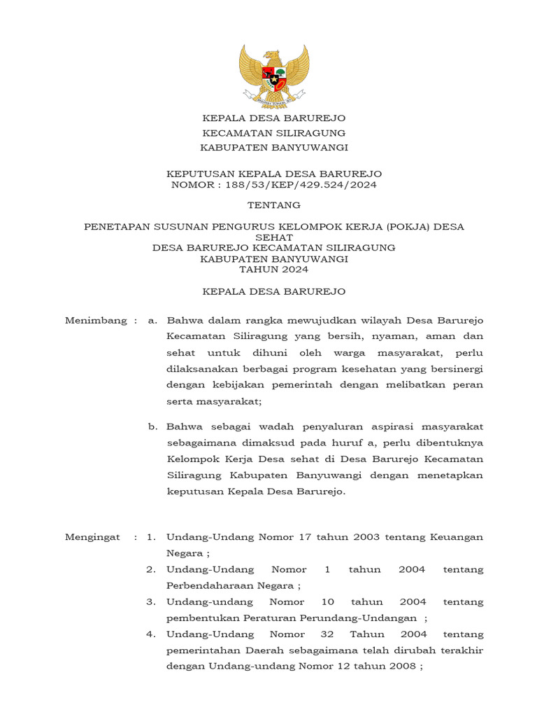 SK POKJA DESA SEHAT 2024 | PDF