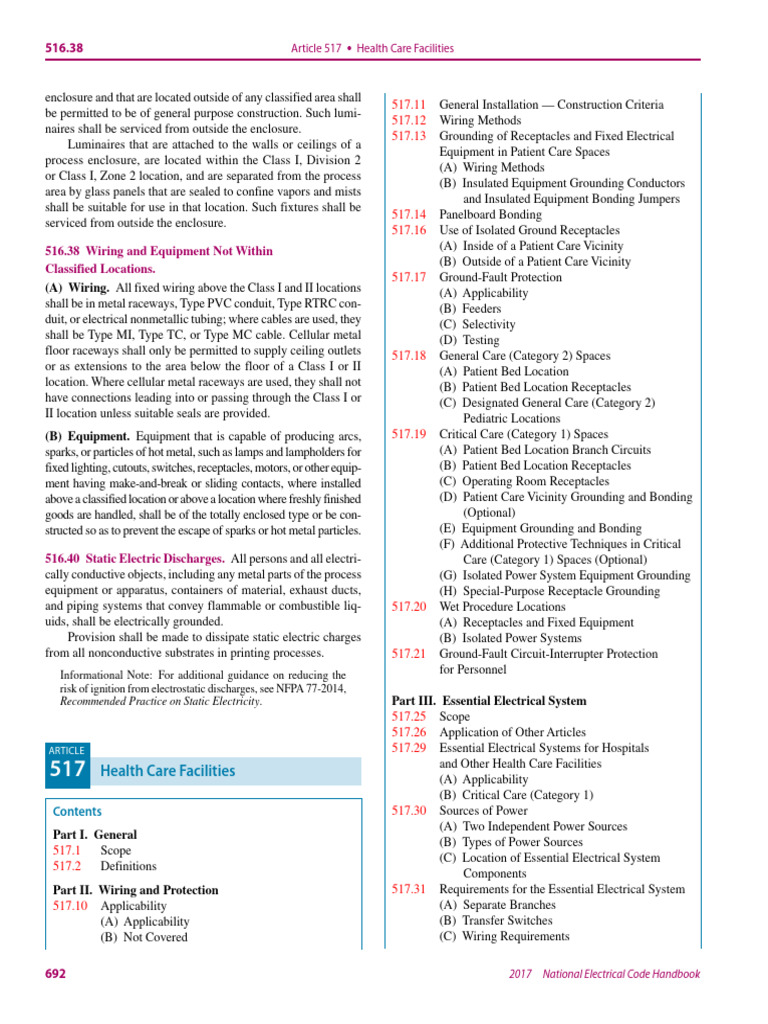 NFPA70 Artical 517 | PDF | Electrical Wiring | Electricity