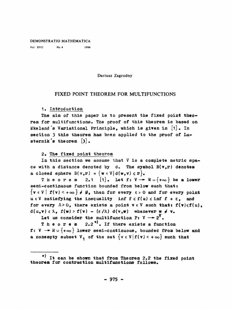 Fixed_point_theorem_for_multifunctions | PDF | Banach Space | Geometry