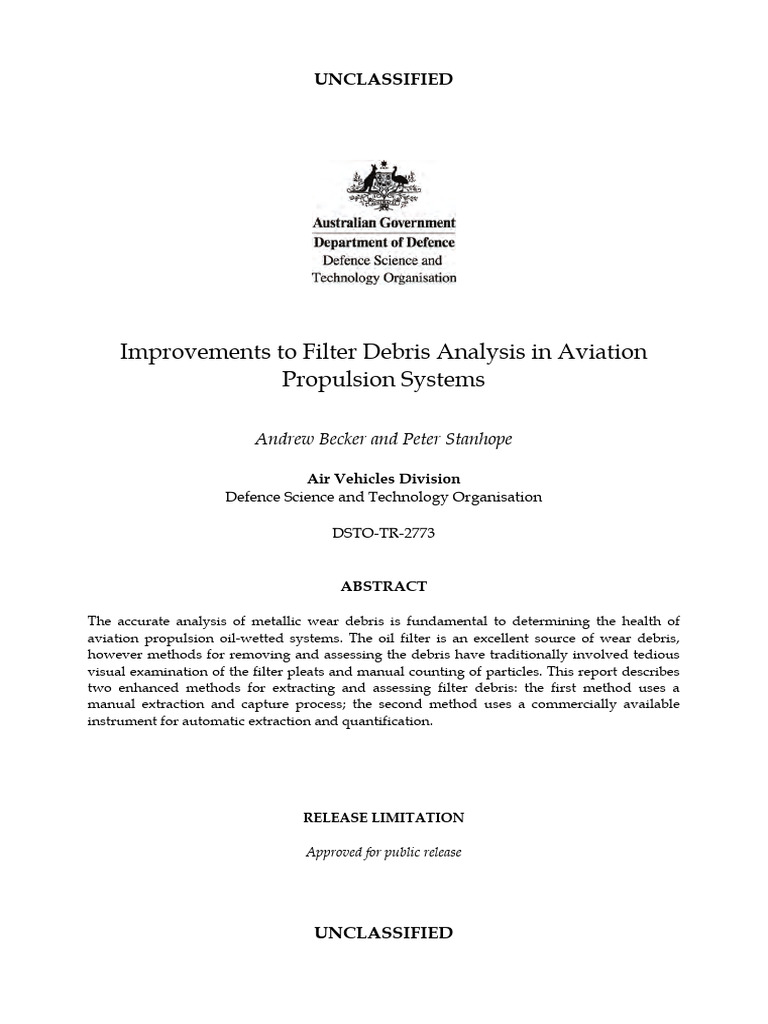 Enhanced Aviation Filter Debris Analysis | PDF | Filtration ...