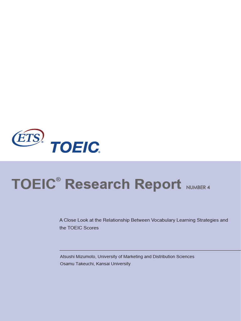A Close Look at the Relationship Between Vocabulary Learning Strategies and the Toeic Scores ...