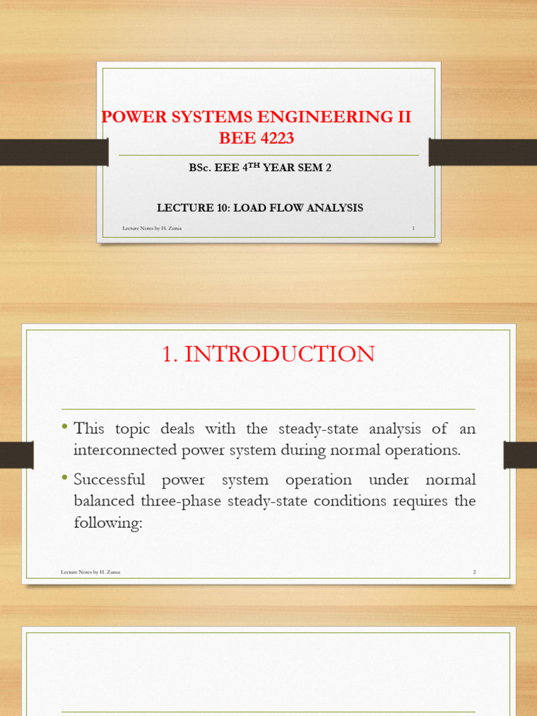 BEE 4223 Lecture 10 - Load Flow Analysis | PDF | Electrical Engineering | Electricity