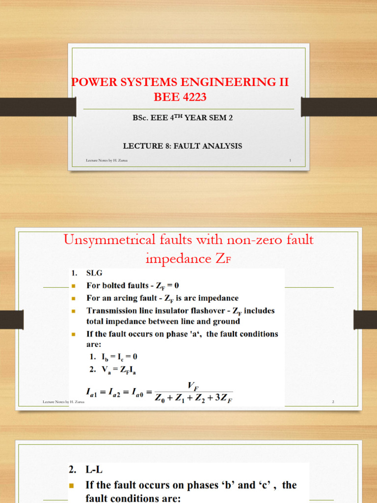 BEE 4223 Lecture 8 - Fault Analysis | PDF