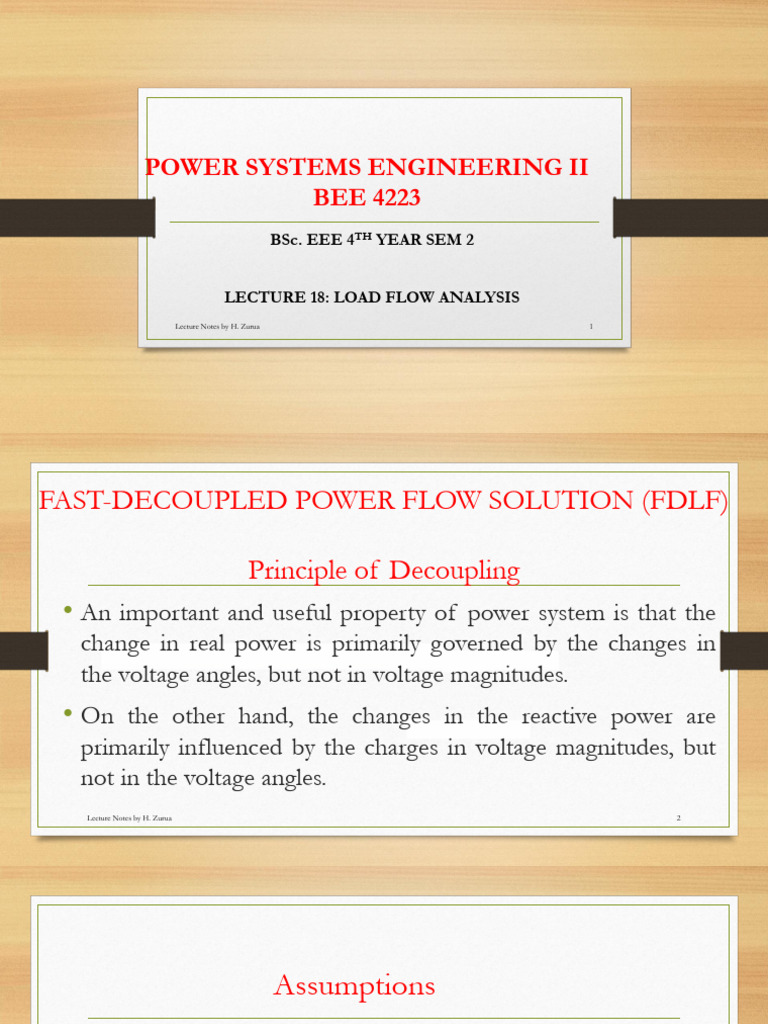 BEE 4223 Lecture 18 - Load Flow Analysis | PDF