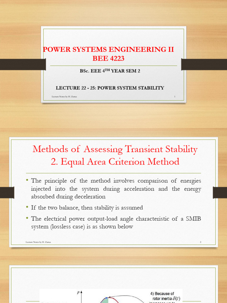 BEE 4223 Lecture 22-25 - Power Systems Stability | PDF | Applied And Interdisciplinary Physics ...