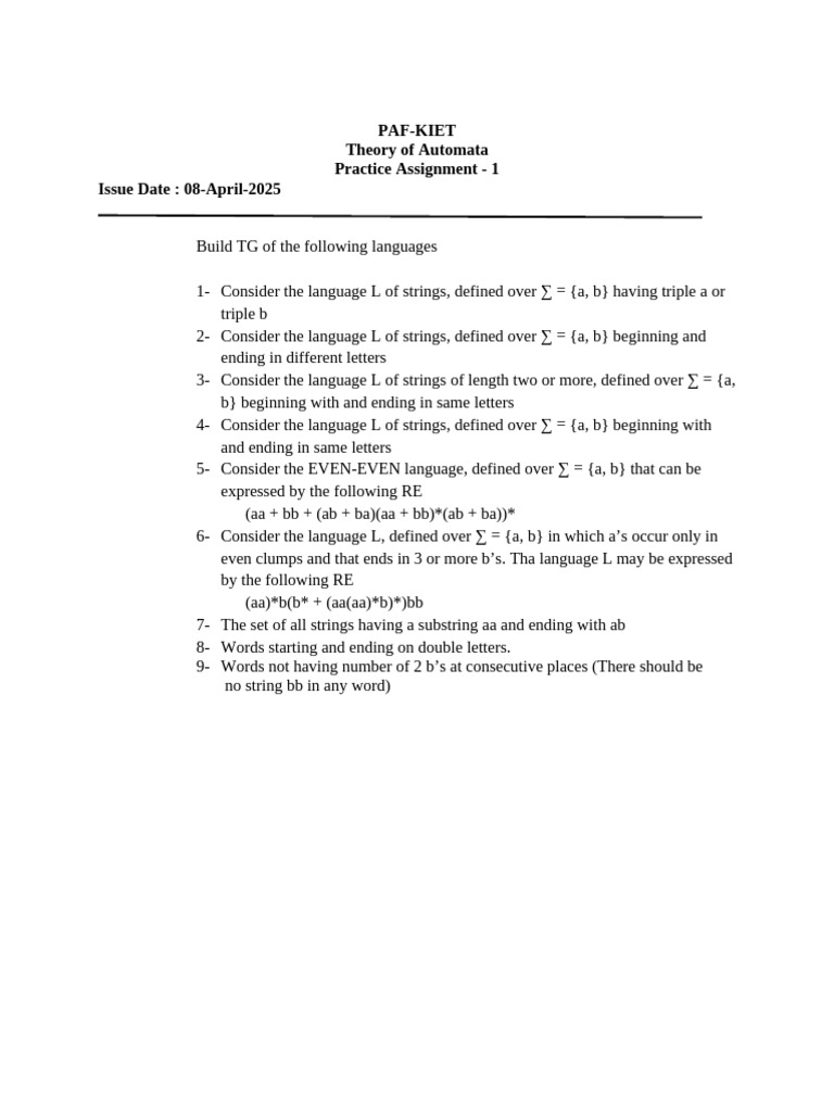 Practice Assignment - 1 (TG) | PDF