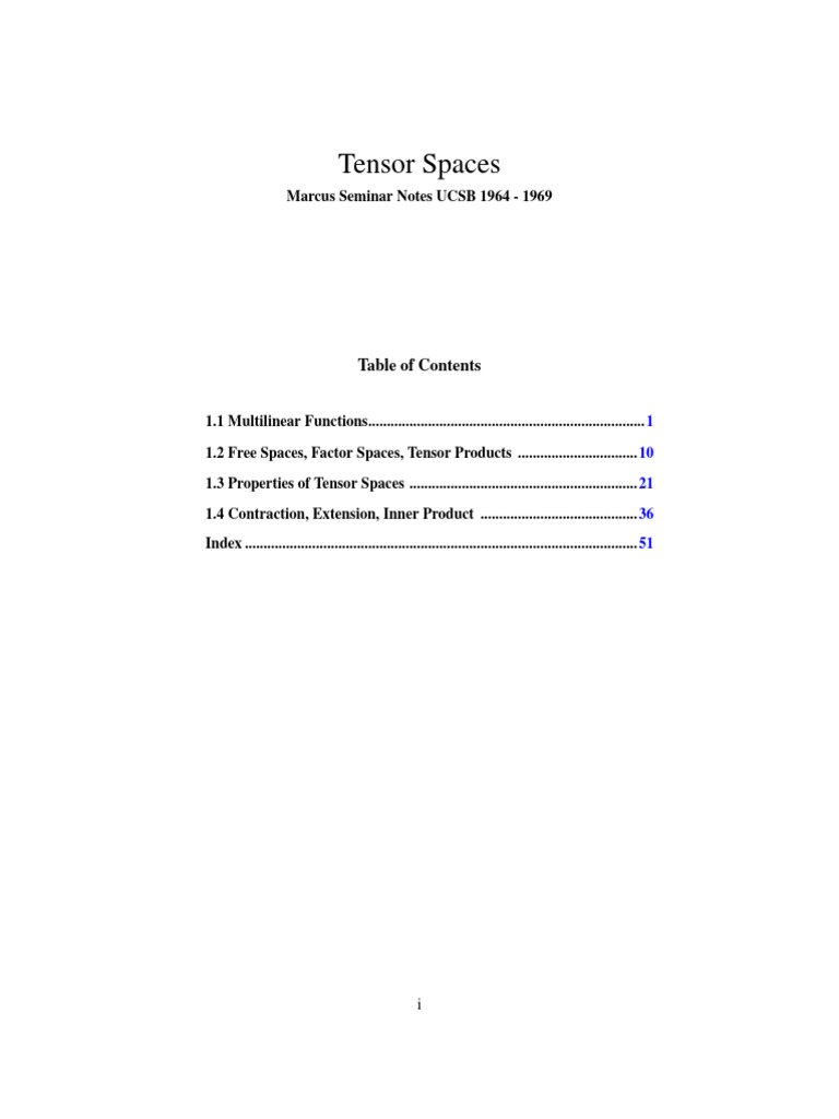 Multilinear Algebra (Lecture Notes) (PDFDrive) | PDF | Tensor | Geometry