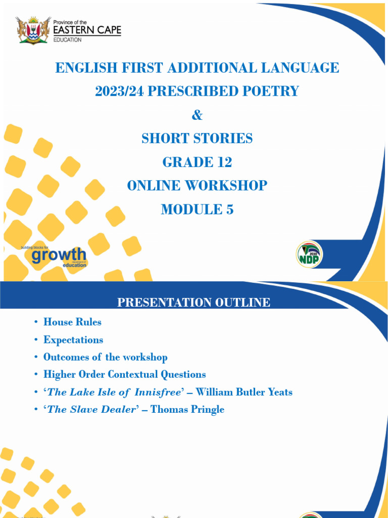 Grade 12 Poetry Workshop Overview | PDF | Poetry | Cognitive Science
