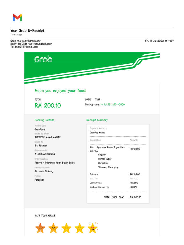 Grab E-Receipt | PDF