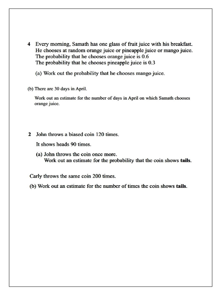 Probability IGCSE Higher Tier Exam Questions Update | PDF | Evaluation ...