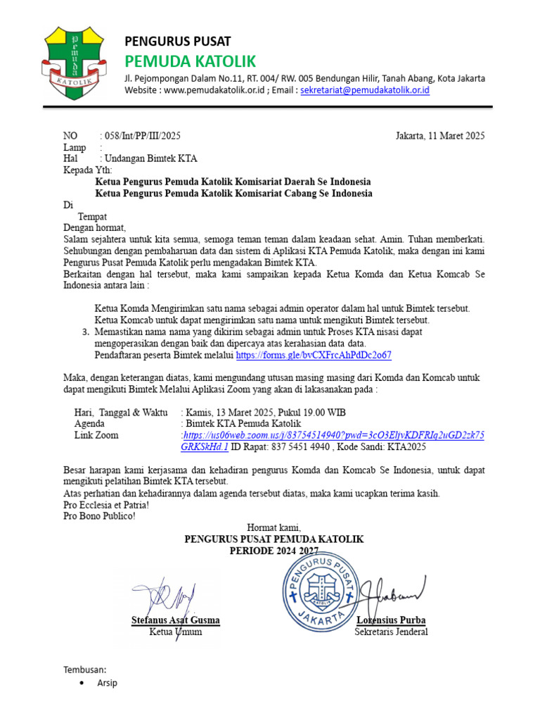 Surat Undangan Bimtek KTA-2 | PDF