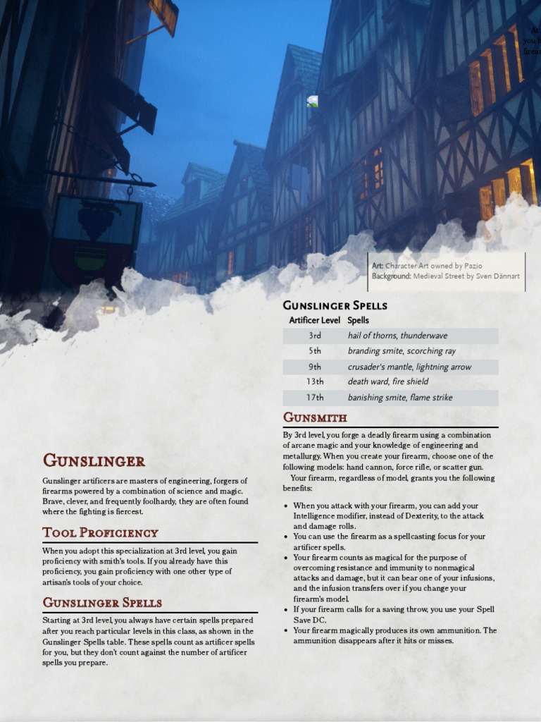 Artificer Specialist - Gunslinger - GM Binder | PDF | Firearms | Gun