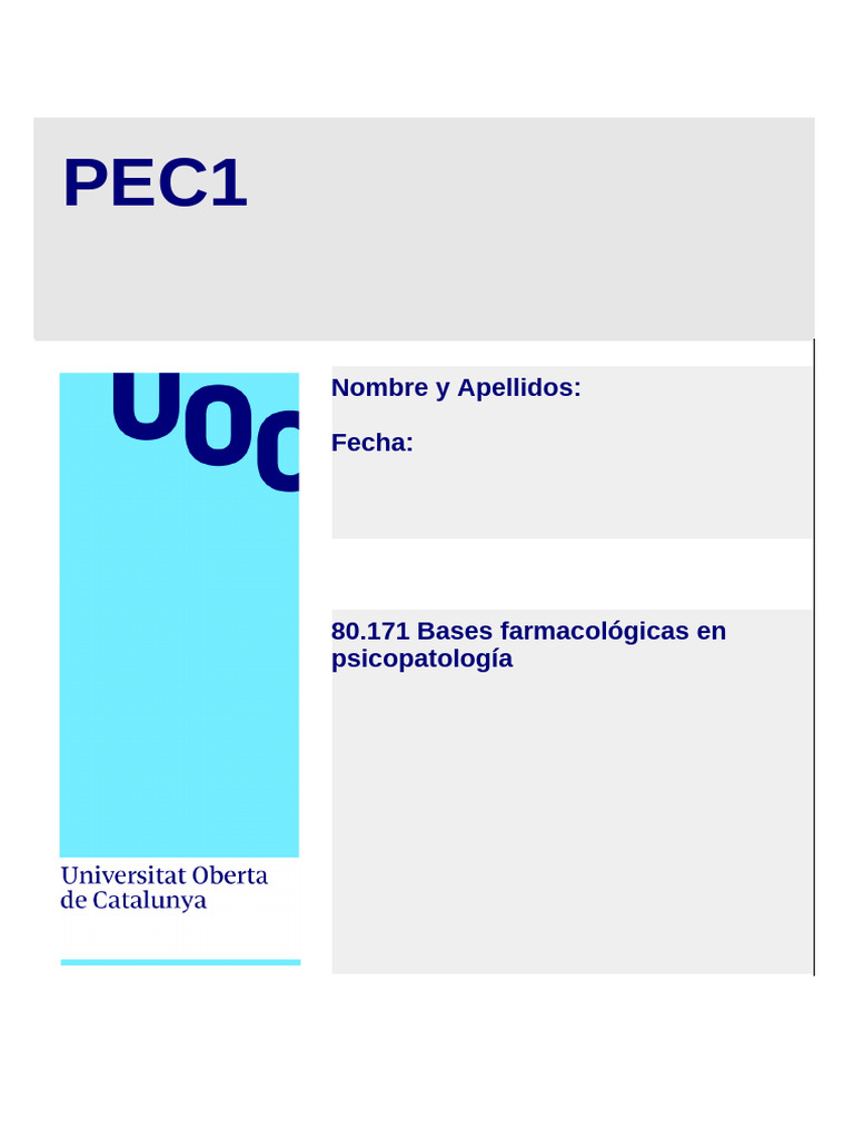 PEC1 Enunciados-Farma | PDF | Esquizofrenia | Risperidona