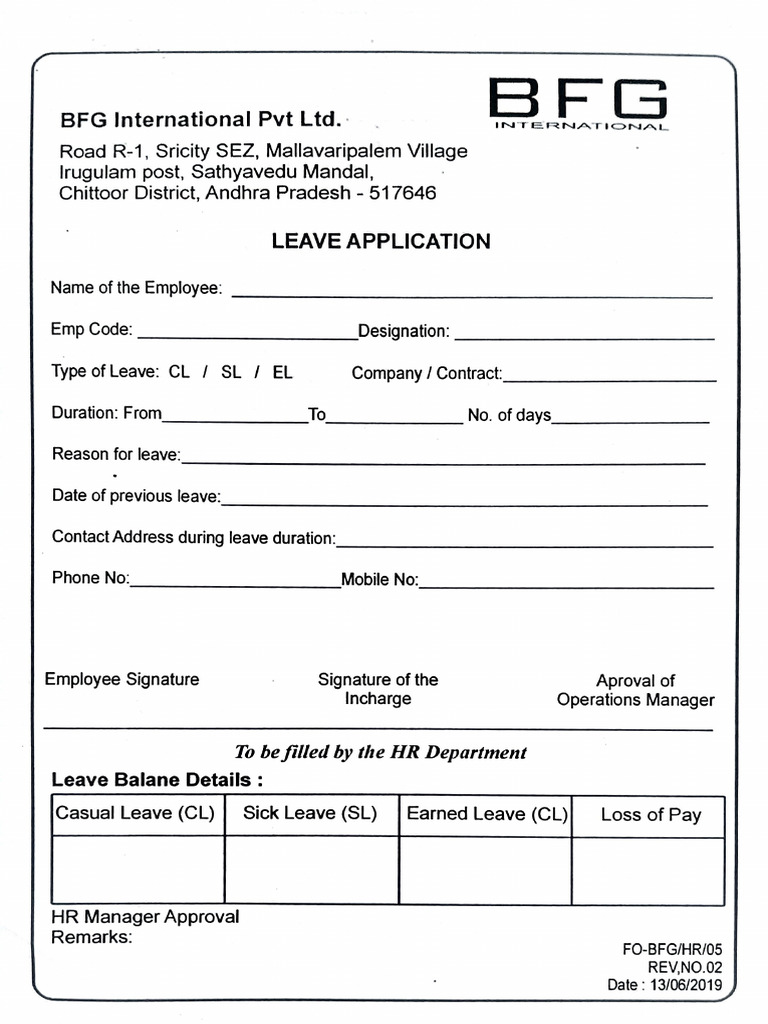 Leave Application | PDF