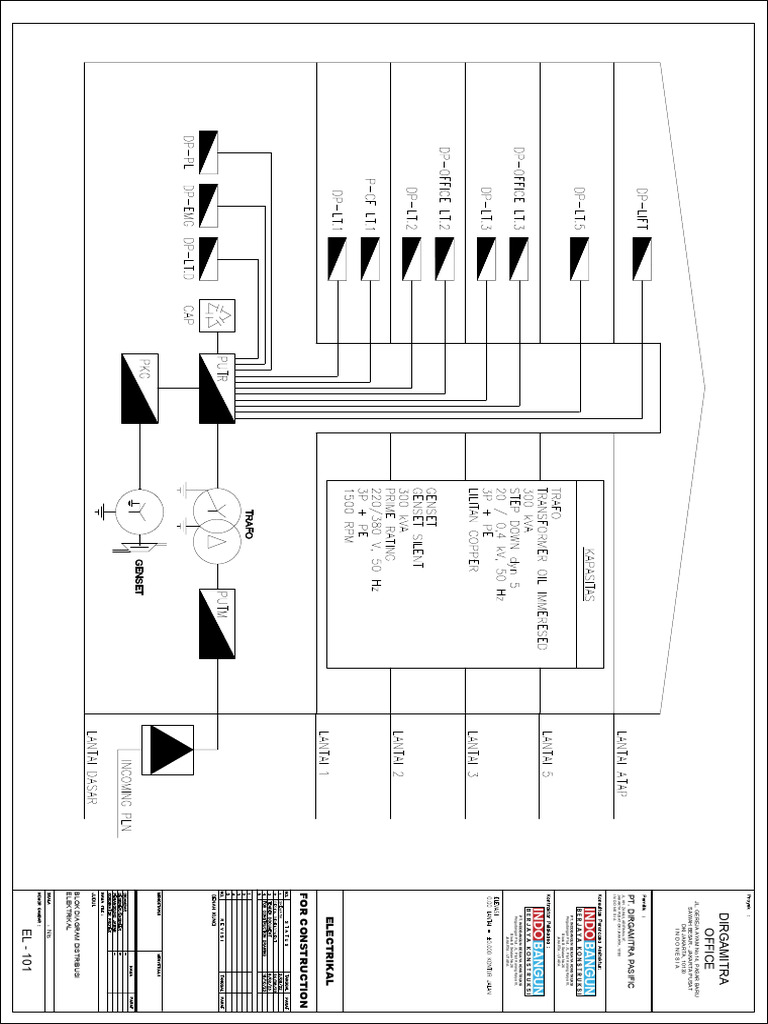 ELC - EL - 101 Block Diagram Distribusi Elektrikal | PDF