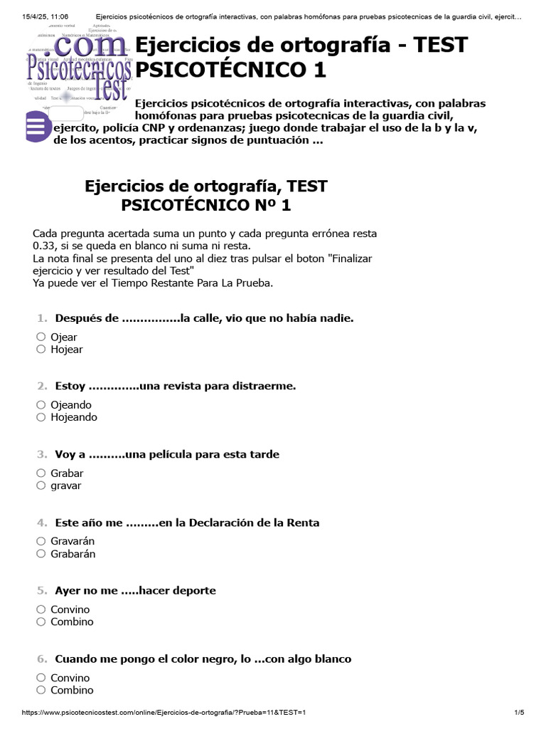 Test Orto 1 | PDF | Comunicación escrita | Ortografía