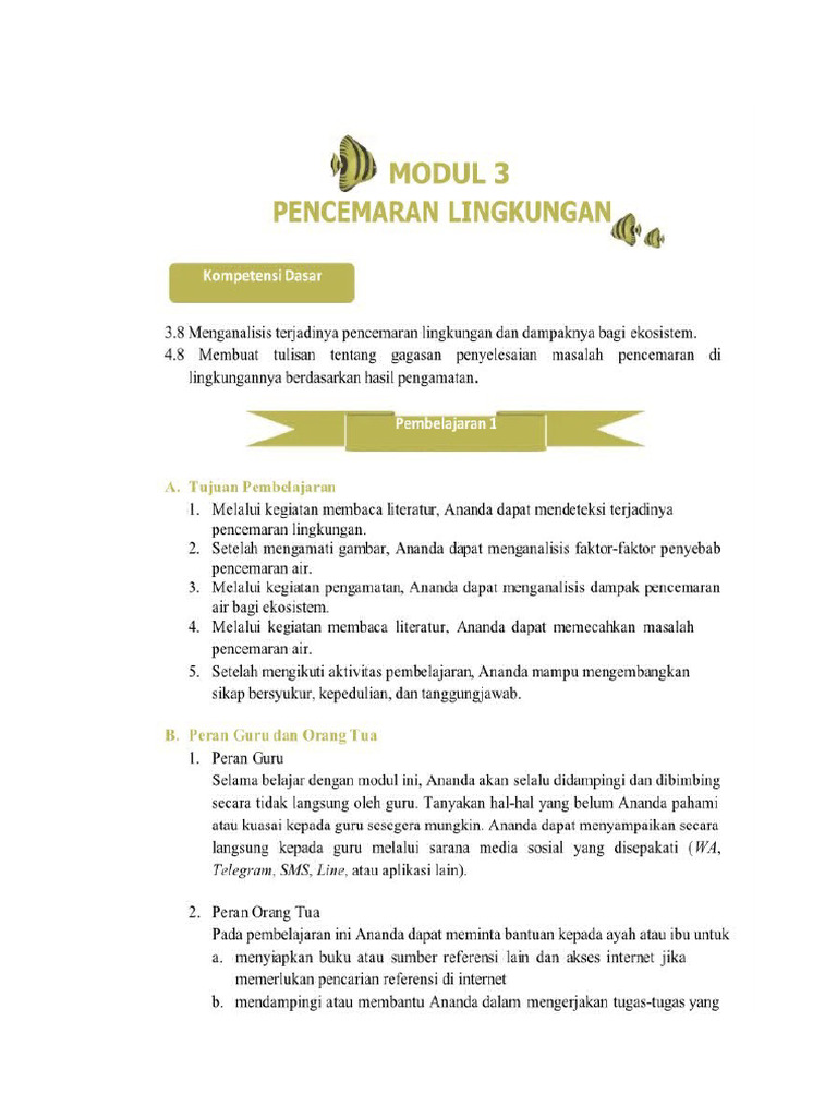 Modul Ajar Pencemaran Lingkungan Kelas 7 | PDF