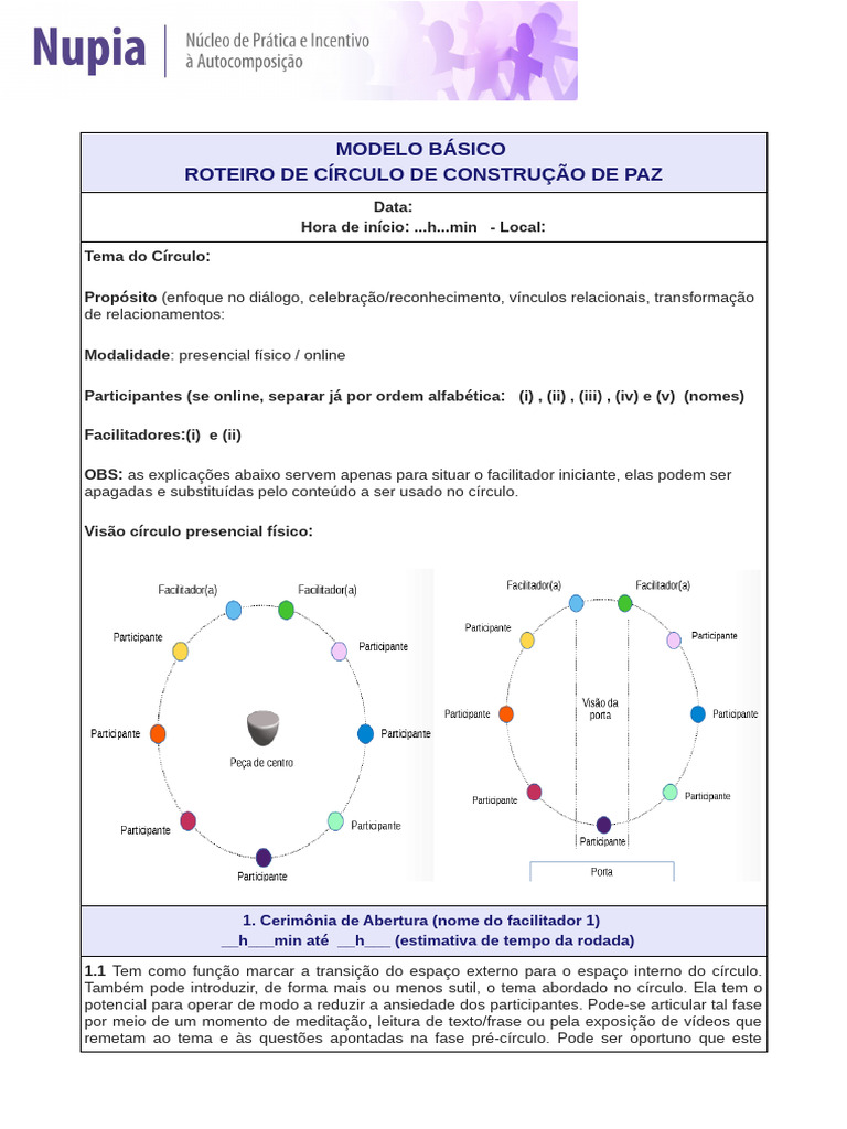 Modelo de Base para Roteiro de Circulo de Construcao de Paz Nupia 2-1-11 | PDF | Tempo | Vida