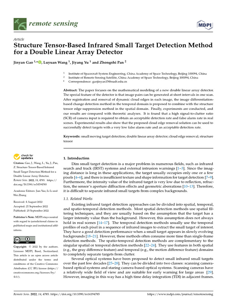 Structure Tensor-Based Infrared Small Target Detec | PDF | Field Of ...