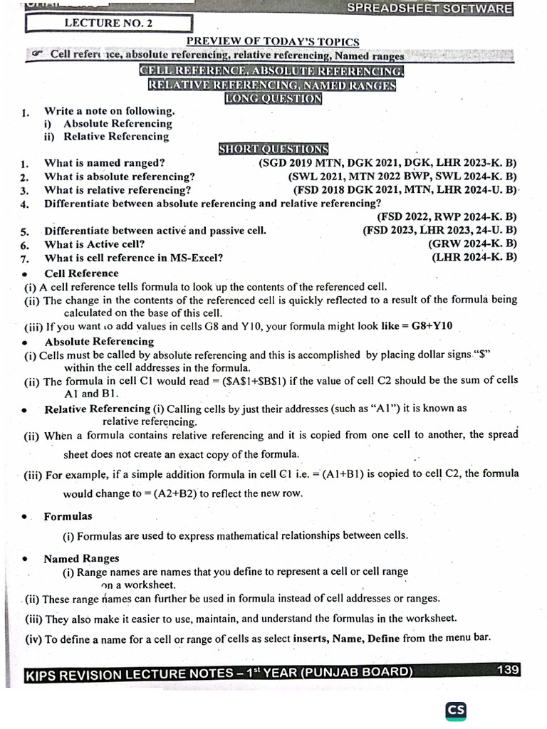 Computer Lecture # 2 Chap # 9 1st Year | PDF