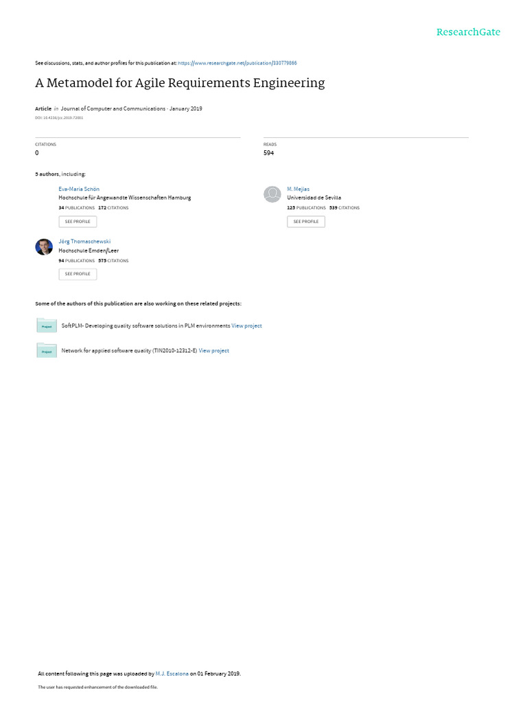 A Metamodel For Agile Requirements Engineering | PDF | Agile Software Development | Scrum ...