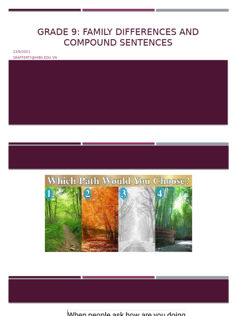 Grade 9 Compound Sentences and Family Theme | PDF | Language Mechanics ...